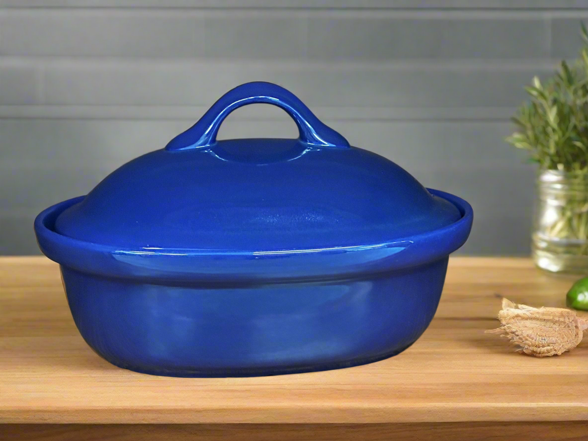 Baker, Covered Oval 3 Qt. Roaster - Cobalt – Music City Polish Pottery